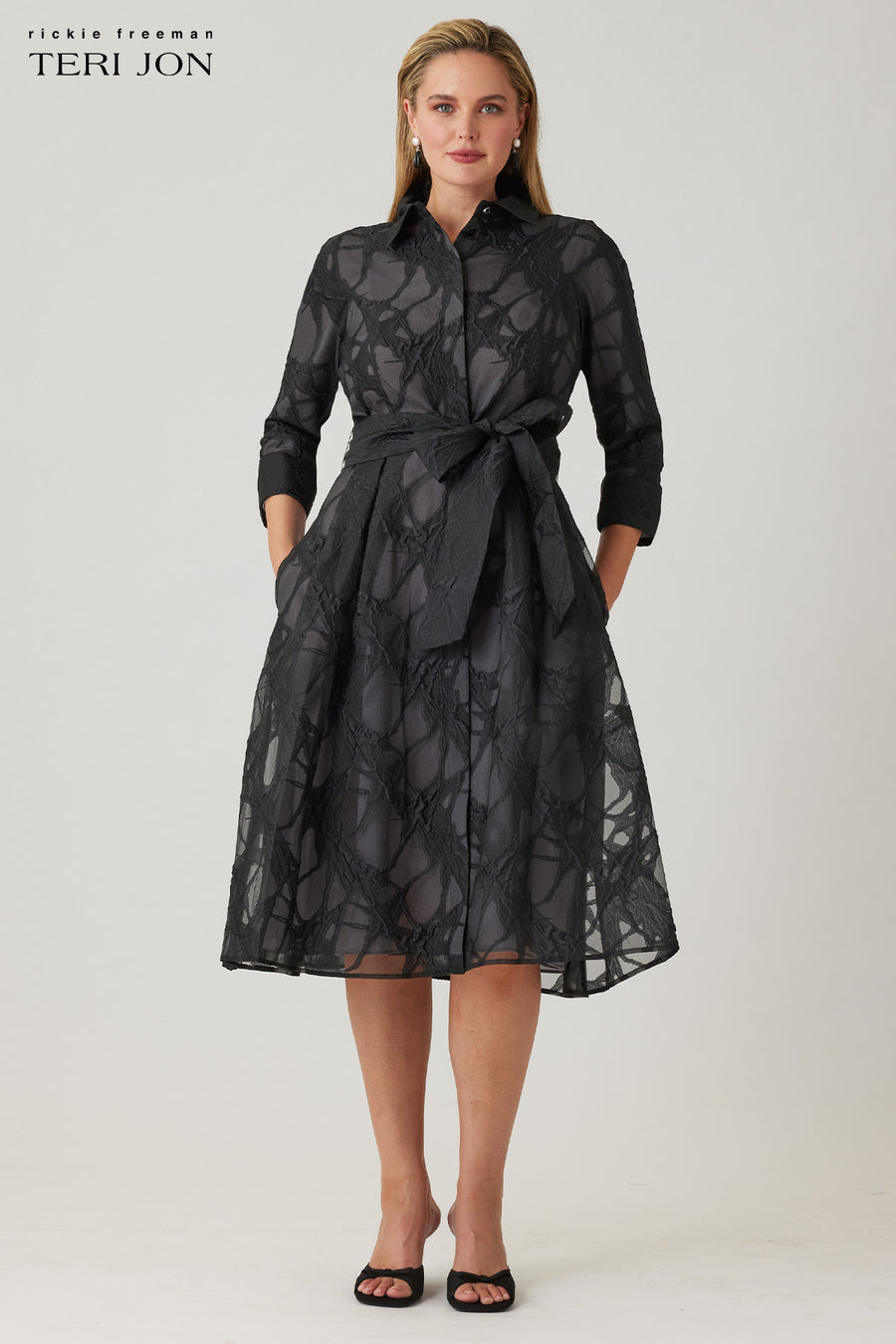 Organza Web Pattern Shirt Dress – Terijon.com