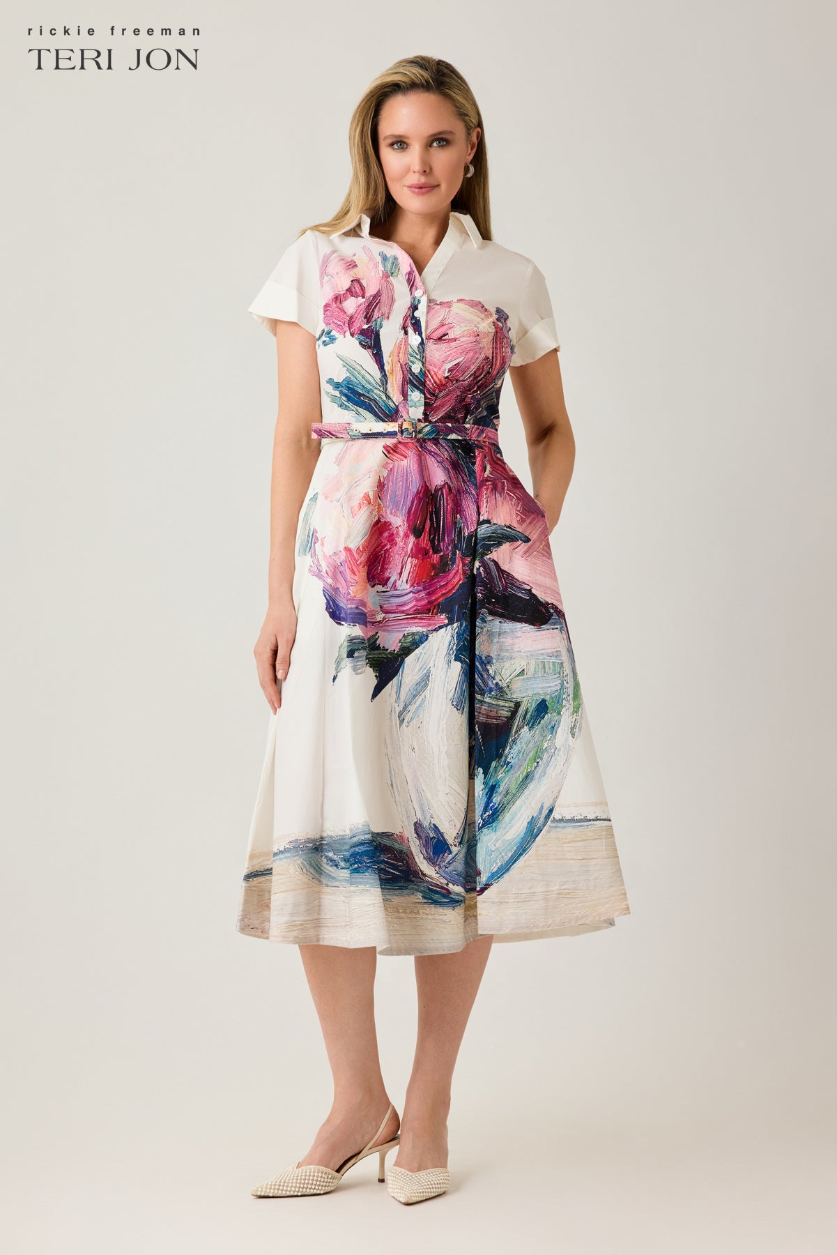 Cotton Floral Short Sleeve Shirtwaist Dress – Terijon.com
