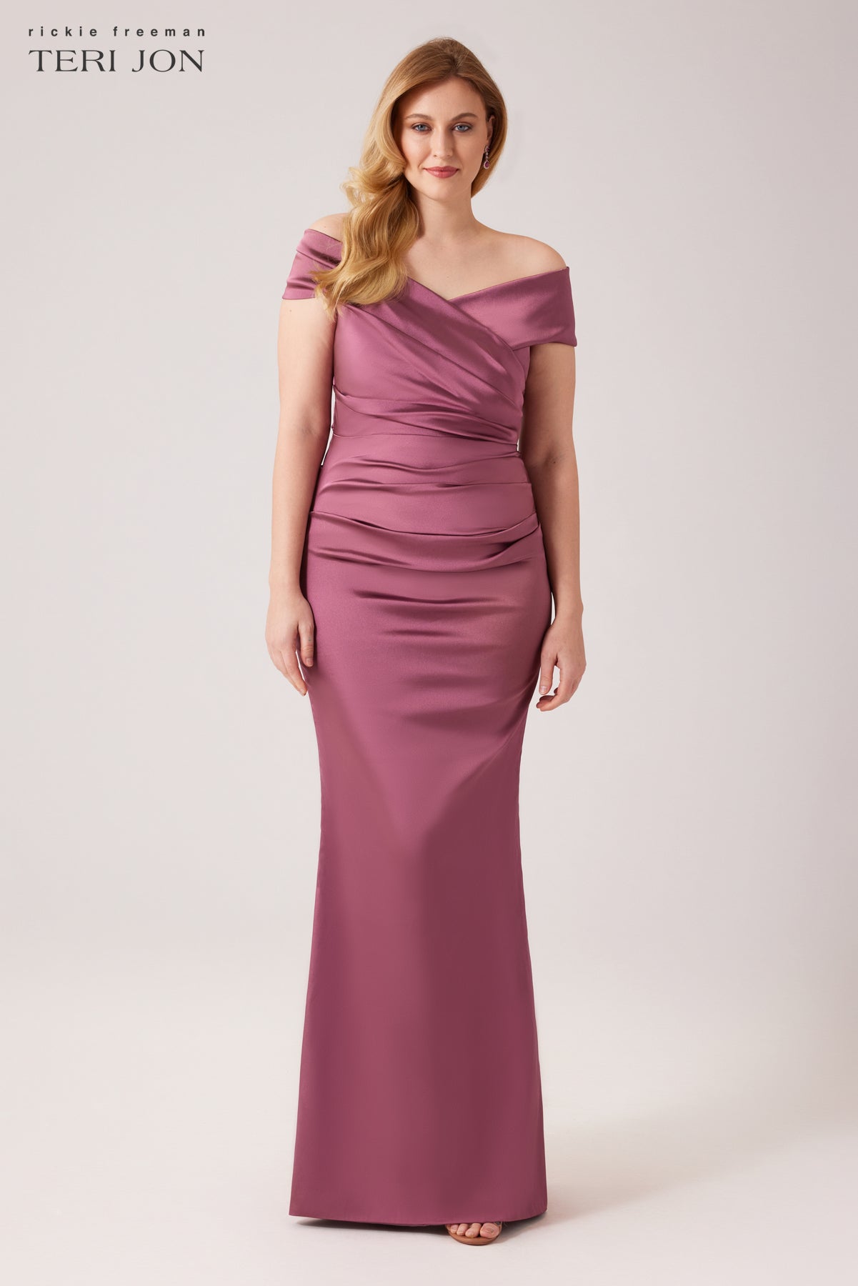 Off The Shoulder Stretch Satin Gown – Terijon.com